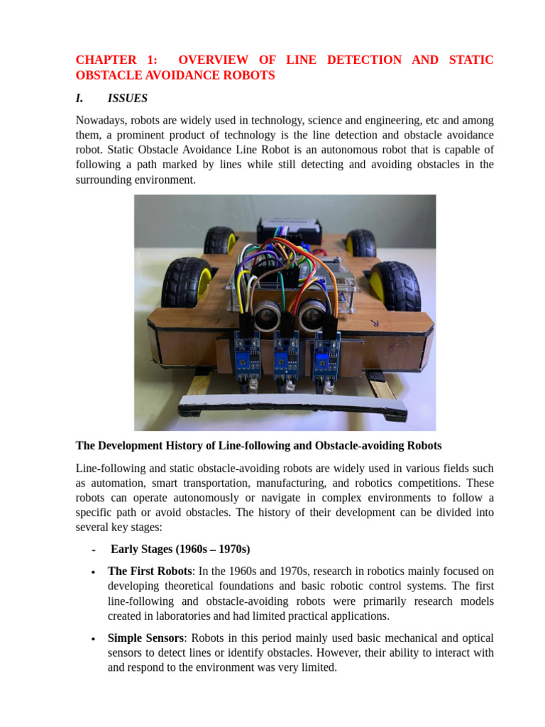 Chapter 1 Overview of Line Detection and Obstacle Avoidance Robots | PDF | Arduino | Robotics