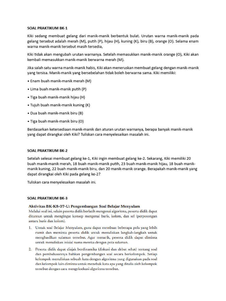 Soal Praktikum BK | PDF