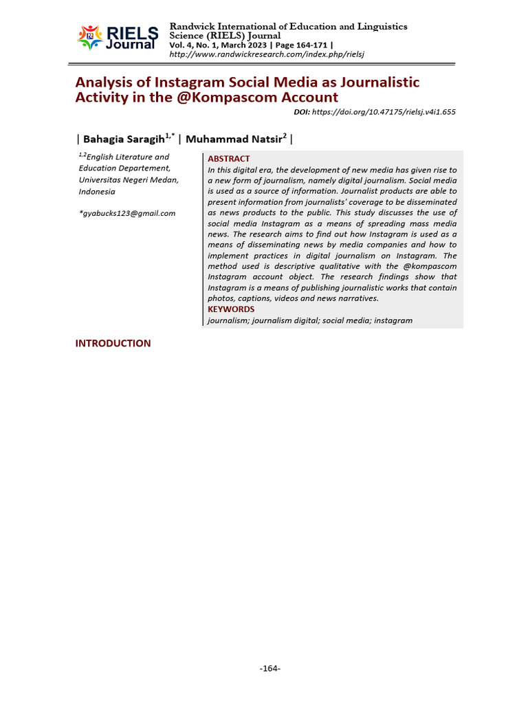 Analysis of Instagram Social Media As Journalistic | PDF | Mass Media ...