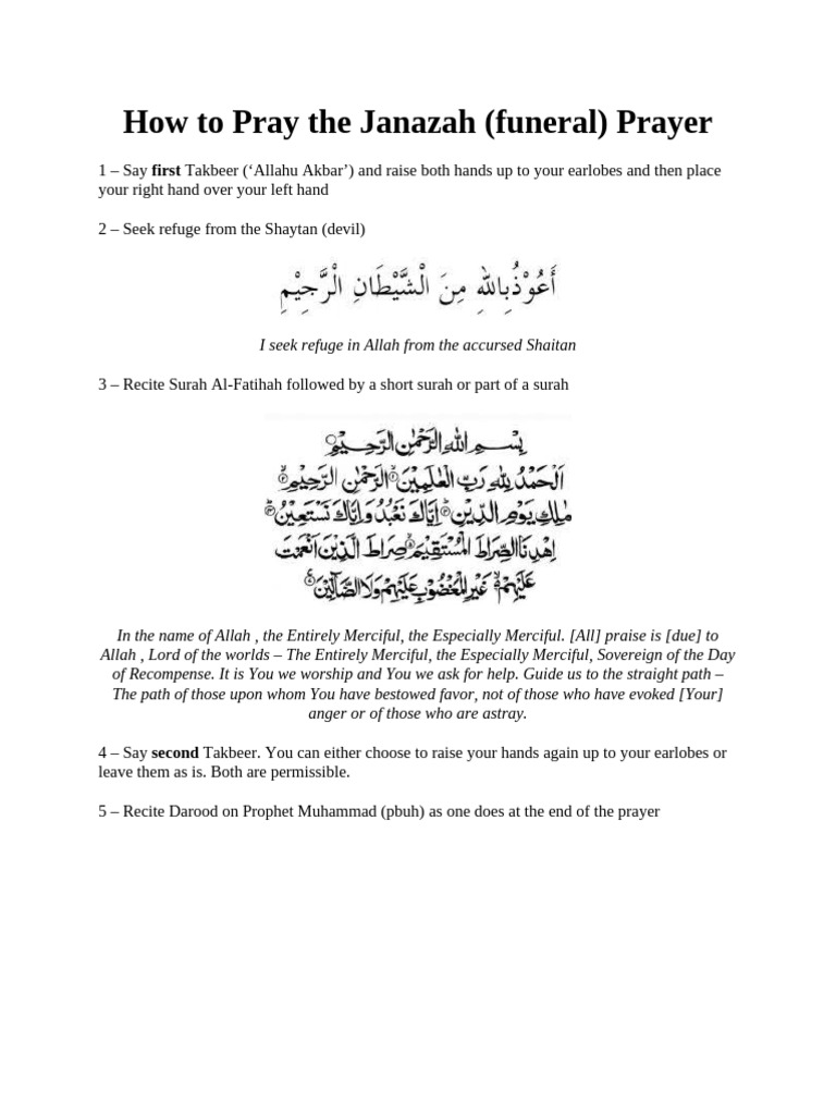 Janazah Prayer Steps Explained | PDF
