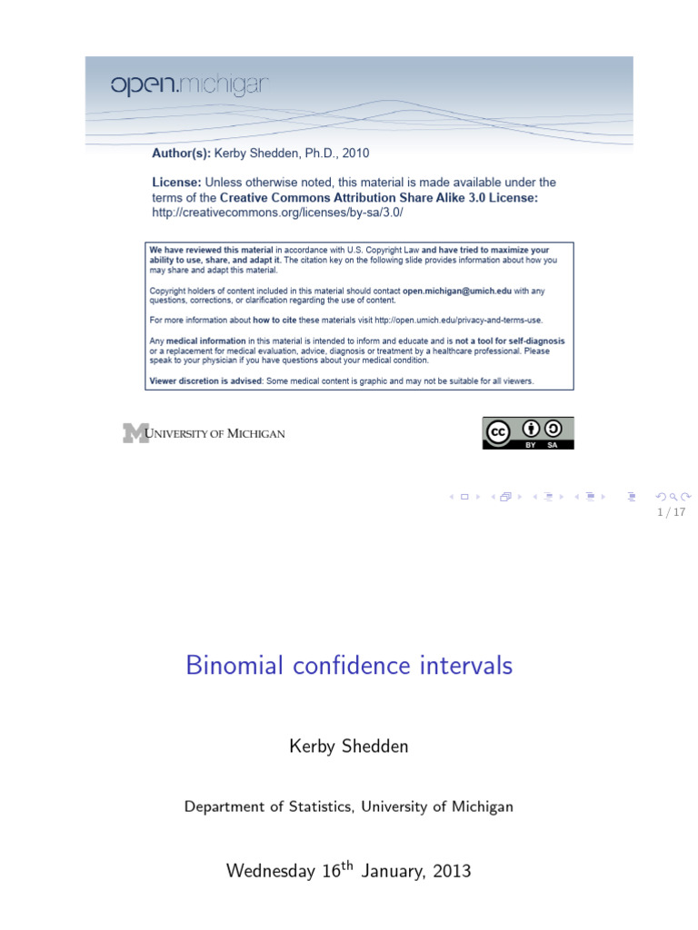 Binomial Confidence Intervals | PDF | Confidence Interval | Standard Deviation