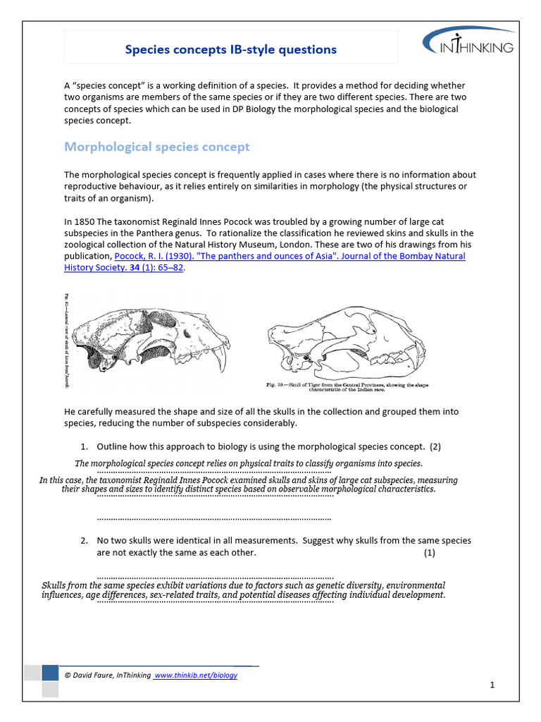 Bio Speices Concept Ib-Style Questions v2 | PDF | Species | Hybrid ...