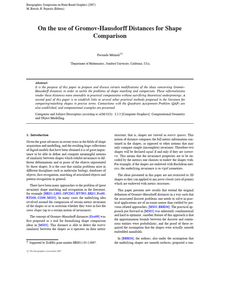 F.Memoli - On The Use of Gromov-Hausdorff Distances For Shape ...
