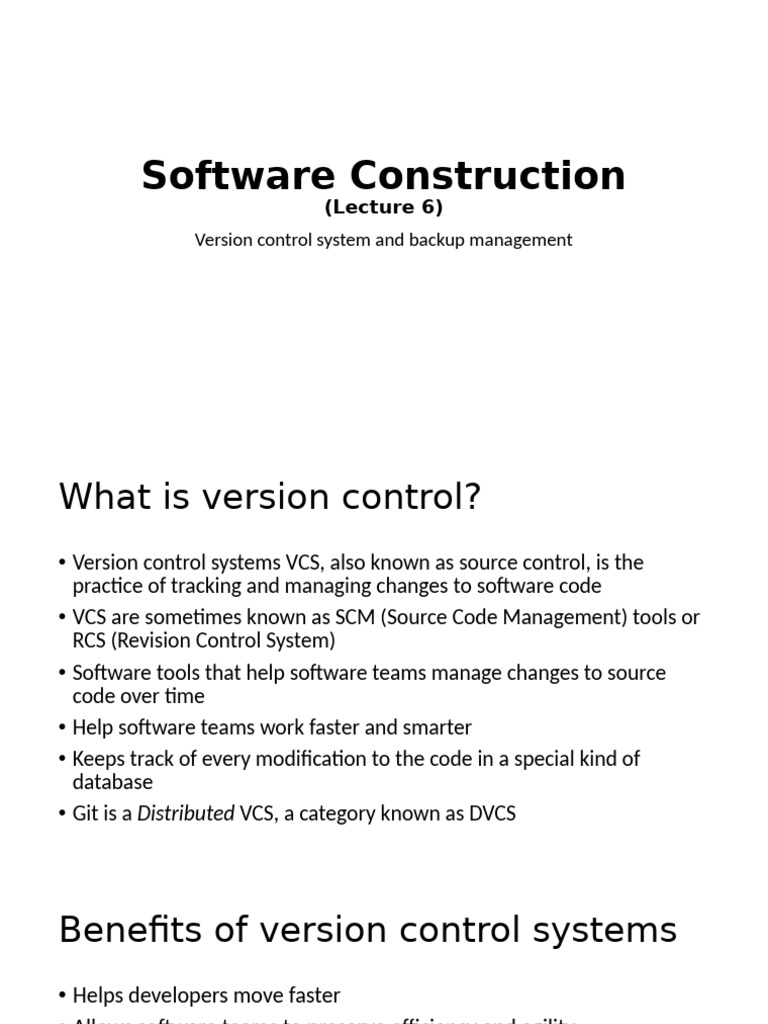 Lecture6 - Software-Construction-BSSE5 | PDF | Version Control | Information Technology Management