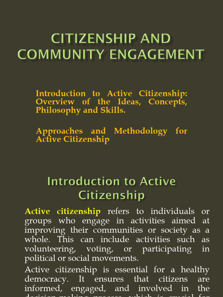 Active Citizenship: Concepts and Approaches | PDF | Citizenship | Democracy