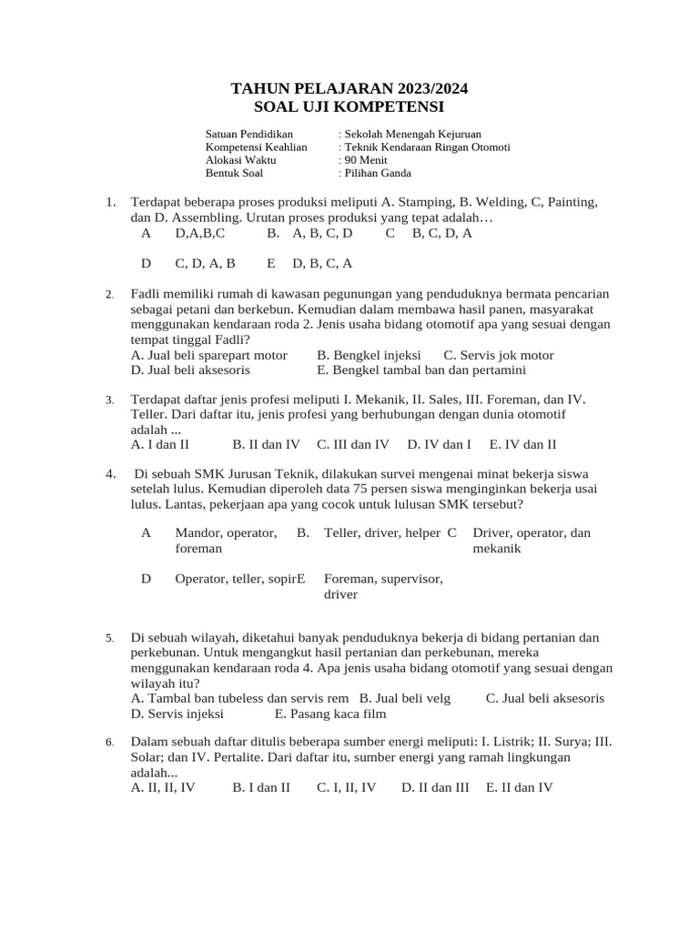 Soal Ujian Blok Satu TB | PDF