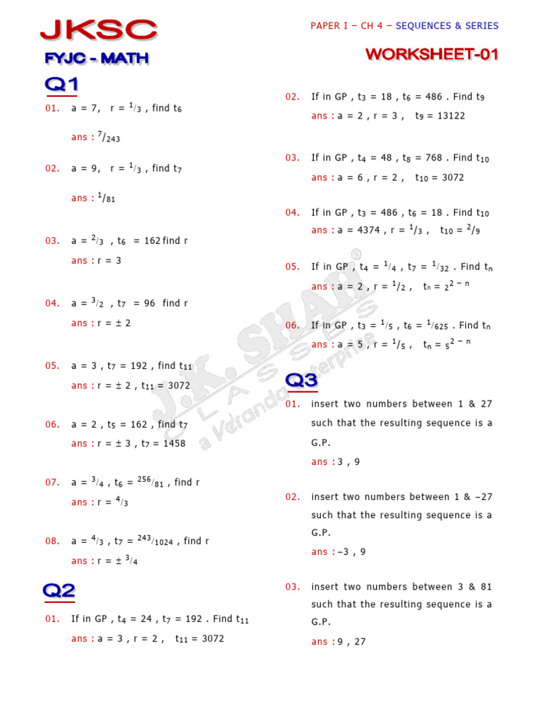 Sequences and Series: GP Problems Solutions | PDF | Mathematical ...