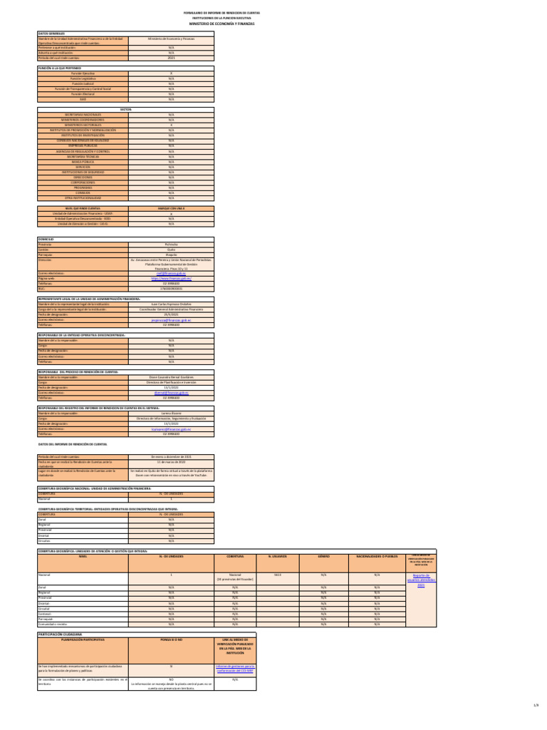 Formulario RDC MEF 2021 VF 1 | PDF | Ecuador | Inflación