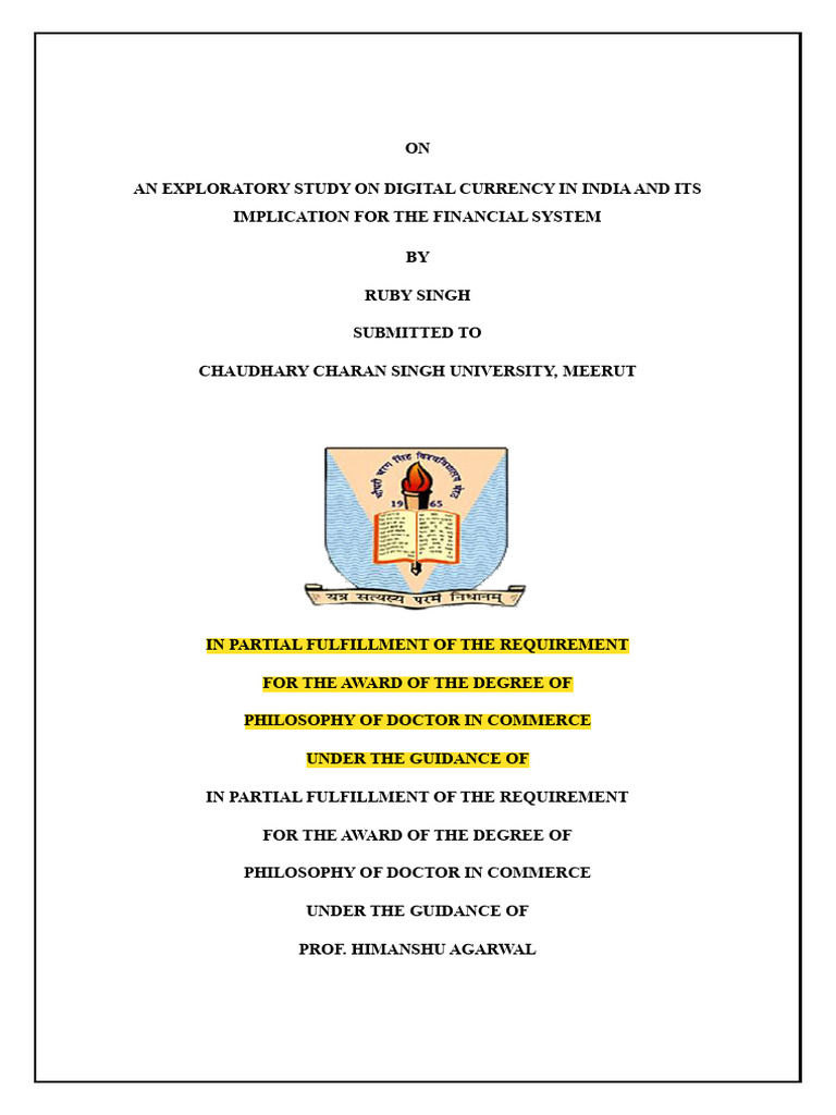 Dissertation Ruby Singh | PDF | Central Banks | Cryptocurrency