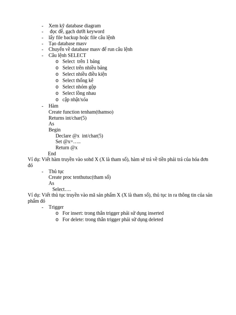 Nội Dung Ôn Tập Hệ QTCSDL | PDF