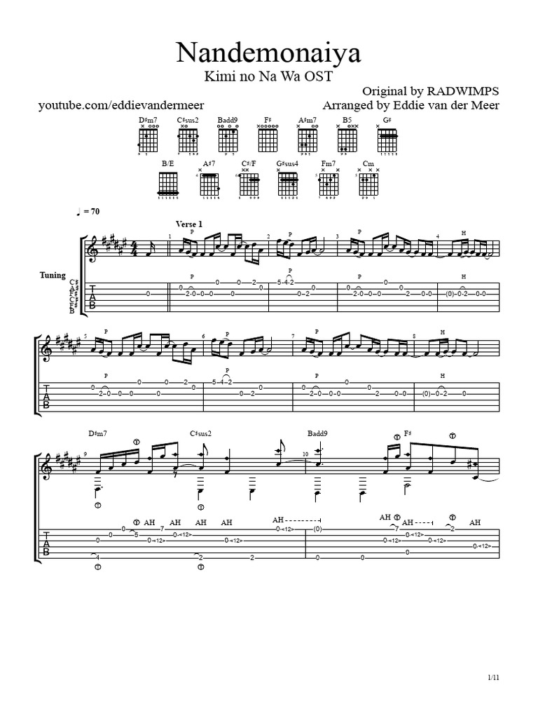 Nandemonaiya Guitar Tabs and Chords | PDF