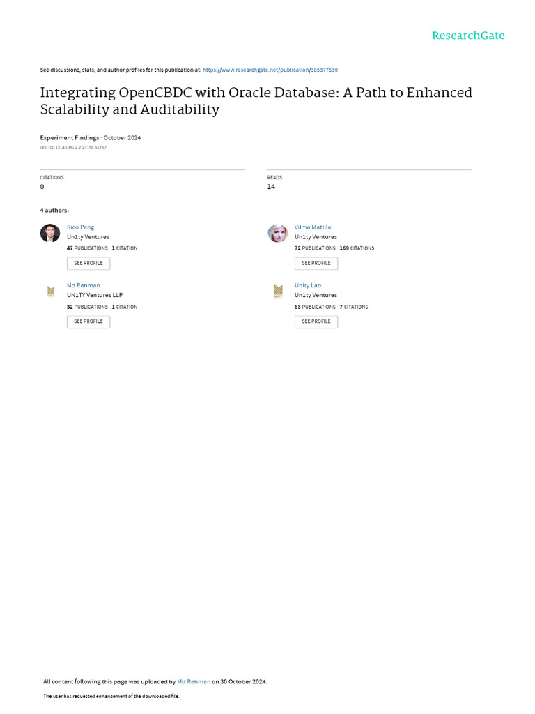 Integrating Opencbdc With Oracle Database: A Path To Enhanced Scalability and Auditability | PDF ...