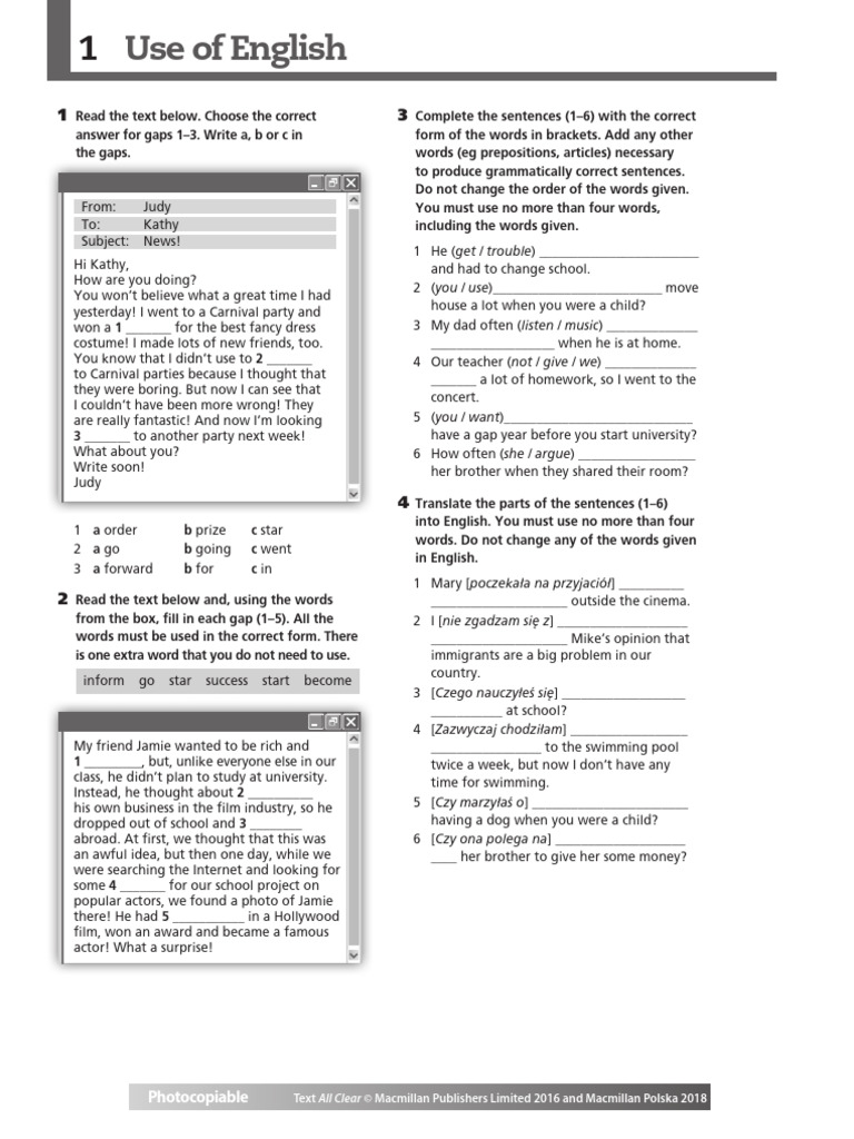 All Clear kl8 TRF Use of English U1 | PDF | Linguistics