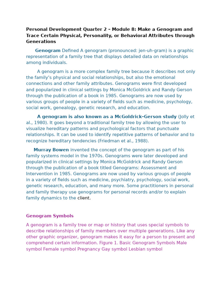 Personal Development GENOGRAM REPORTING | PDF | Clinical Medicine ...