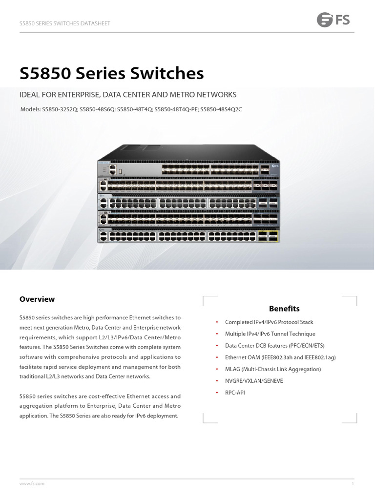 FS S5850-Series-Switches-Datasheet | PDF | Computer Network | I Pv6