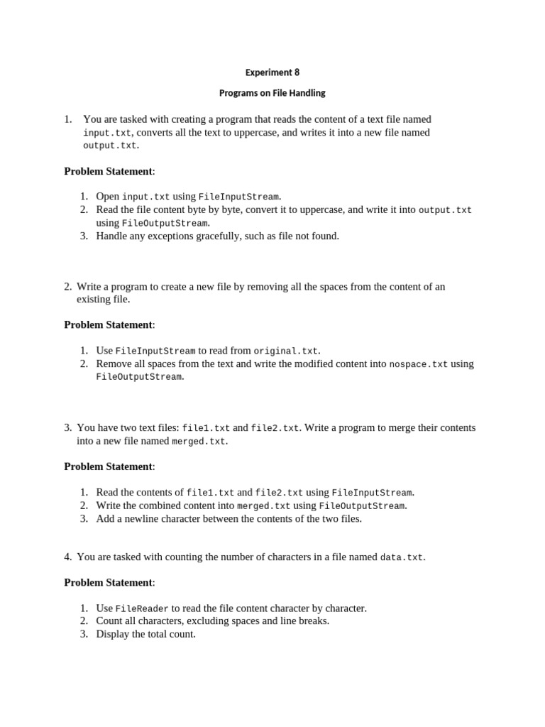 File Handling Programs in Java | PDF