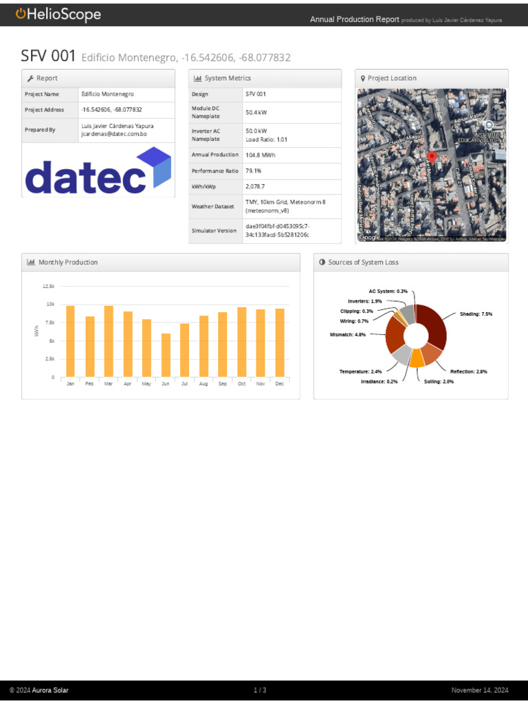 Helioscope Simulation 15407994 Summary | PDF | Solar Energy | Power ...