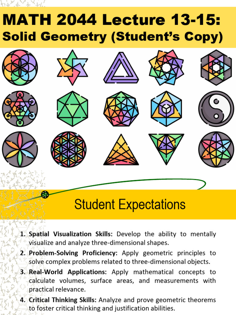 Student Version MATH 2044 Lecture 13 15 Solid Geometry | PDF | Triangle | Vertex (Geometry)