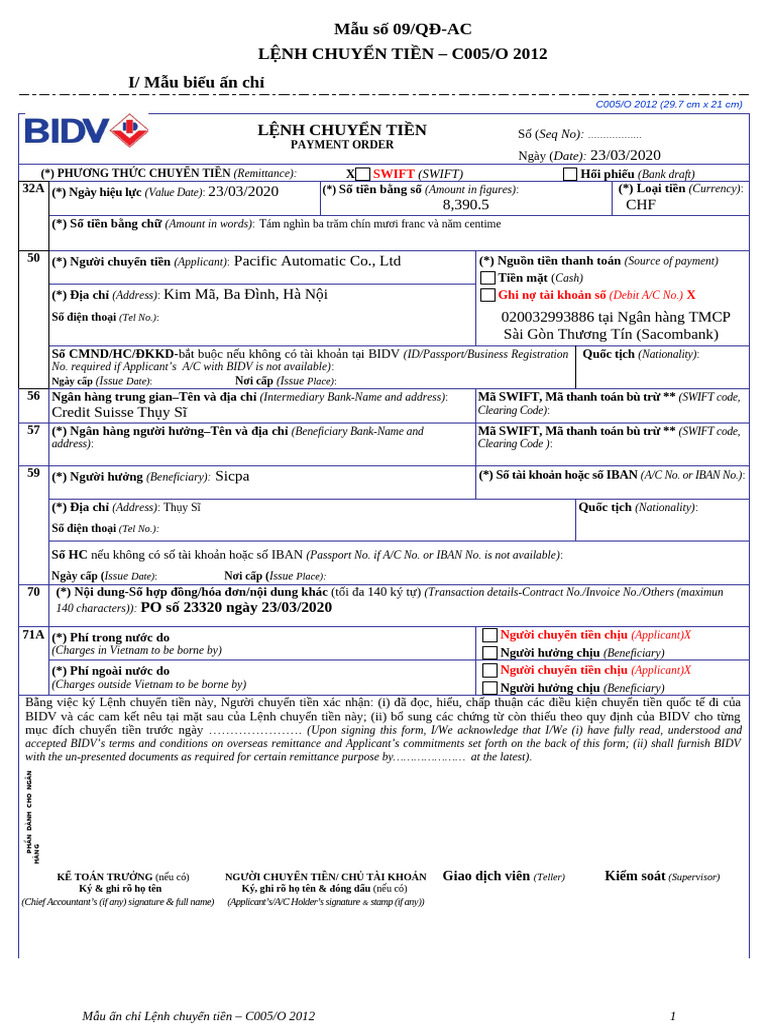 1 Lenh+chuyen+tien+quoc+te | PDF