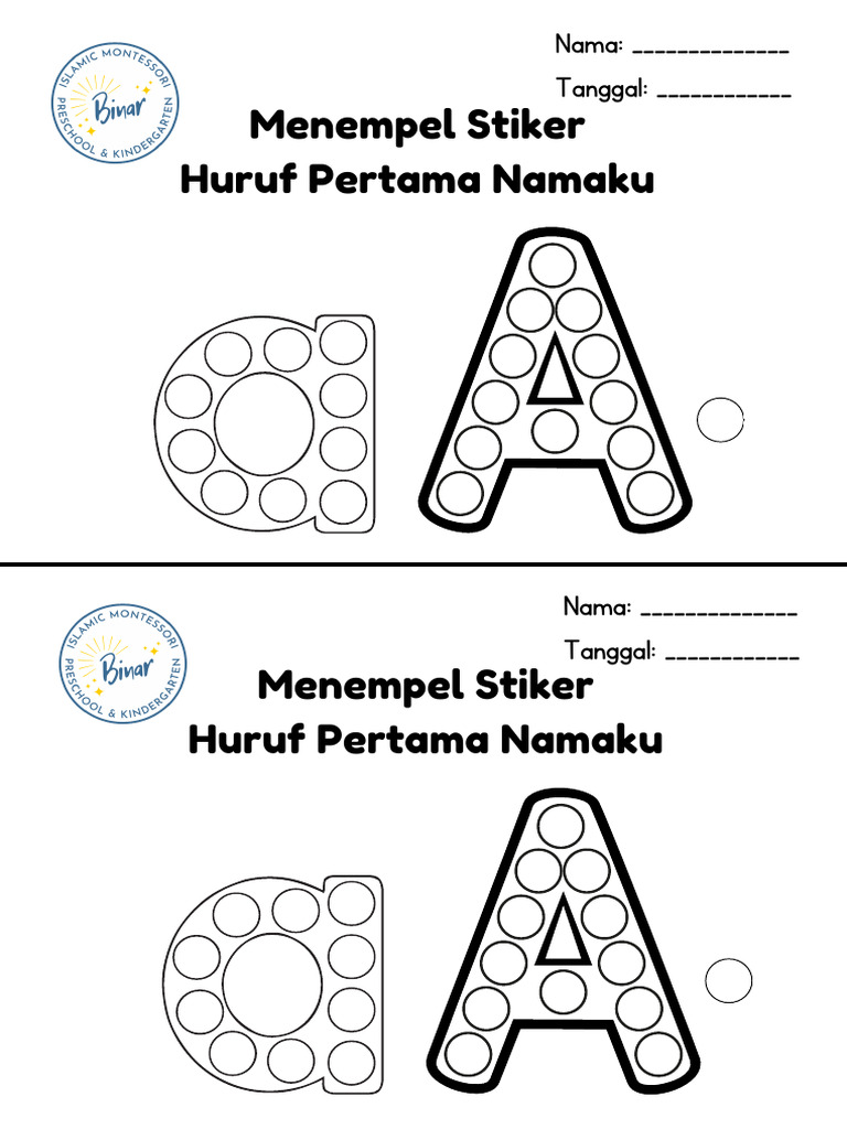 Stiker Huruf Pertama Namaku | PDF
