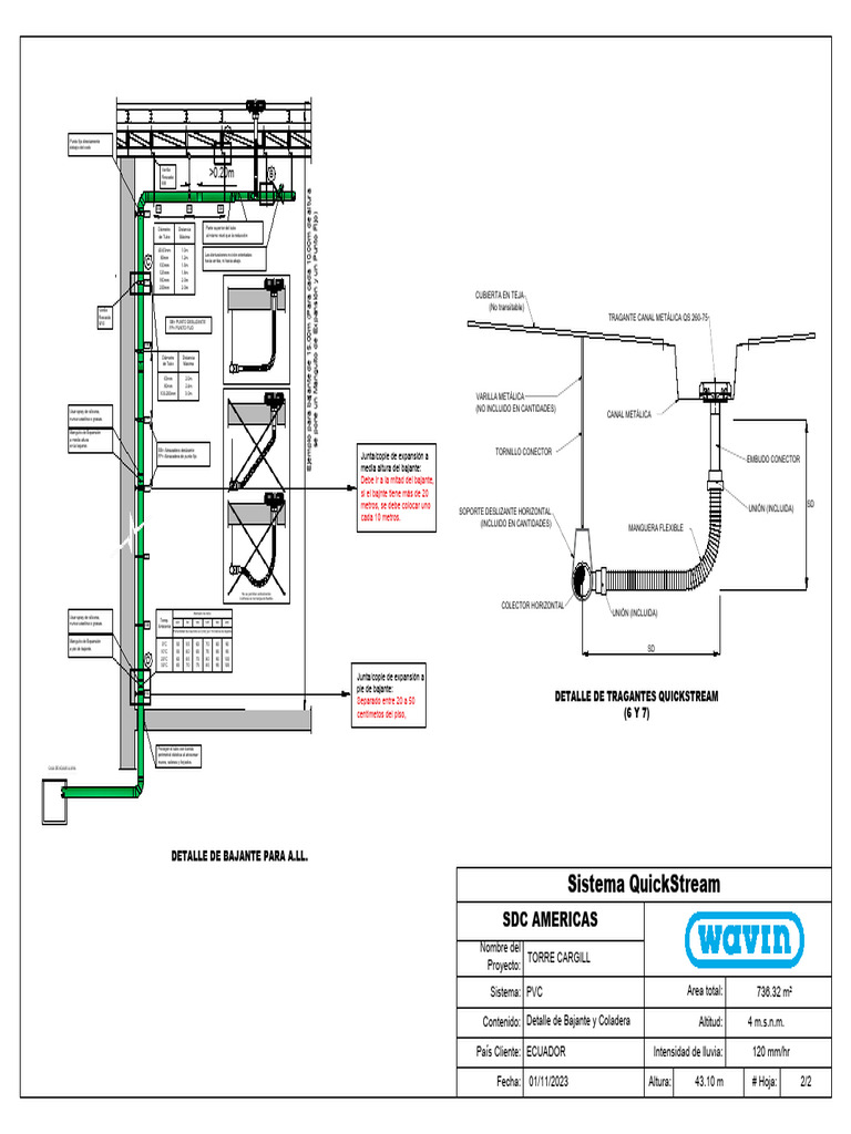 Plano de Detalle de Bajante y Coladera Hoja 2 | PDF
