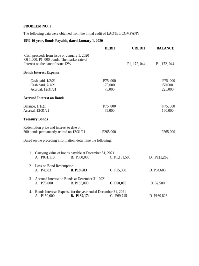 Quiz in AACA 2 - Audit of Non-Current Liabilities With Ans | PDF ...