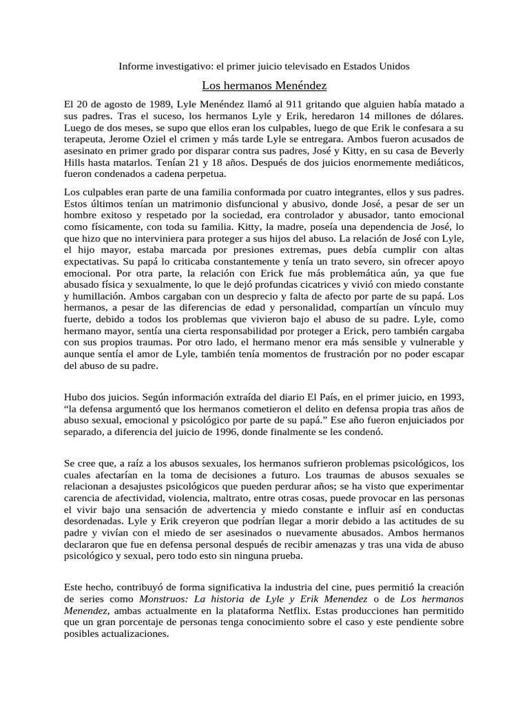 Caso Hermanos Menéndez | PDF