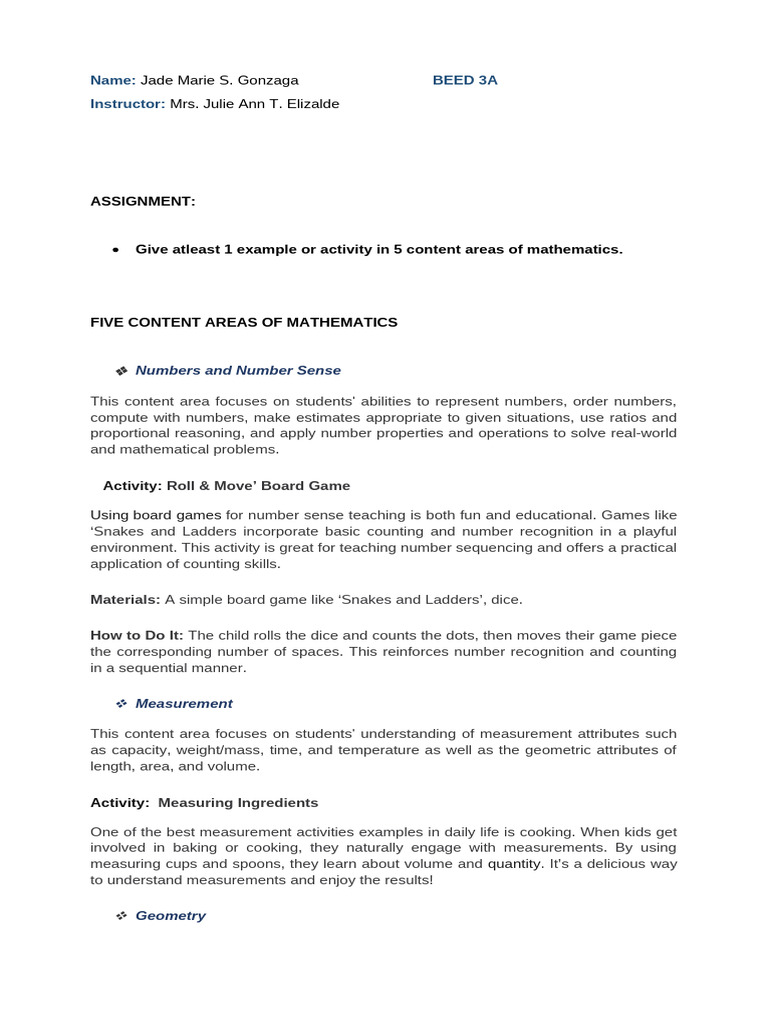 Assignment in Math | PDF | Numbers | Mathematics