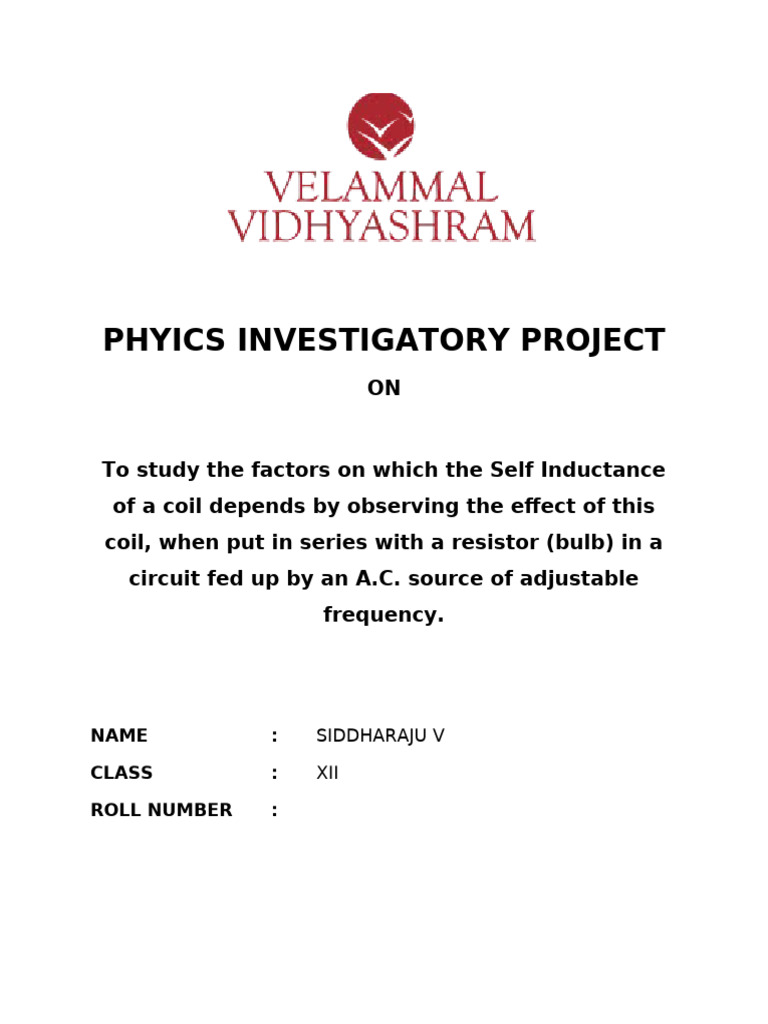 Siddharaju Grade 12 Phy Project | PDF | Inductor | Inductance