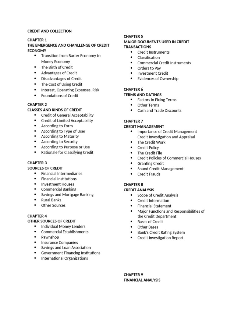 Credit and Collection Topics | PDF | Finance & Money Management | Credit