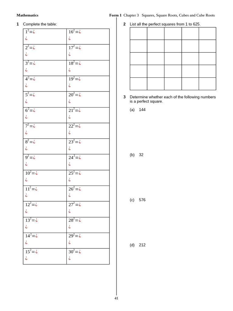Squares, Square Roots, Cubes and Cube Roots | PDF | Square Root ...