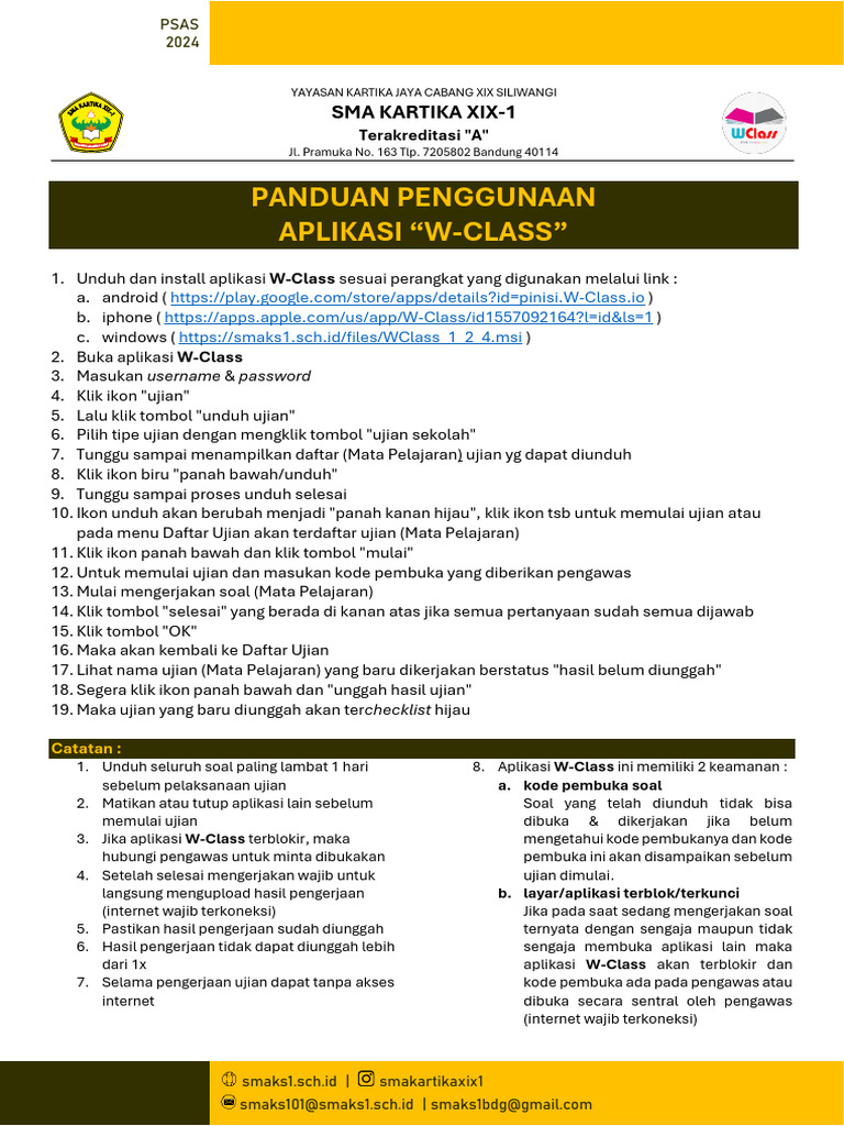 Panduan Penggunaan Aplikasi W-Class | PDF