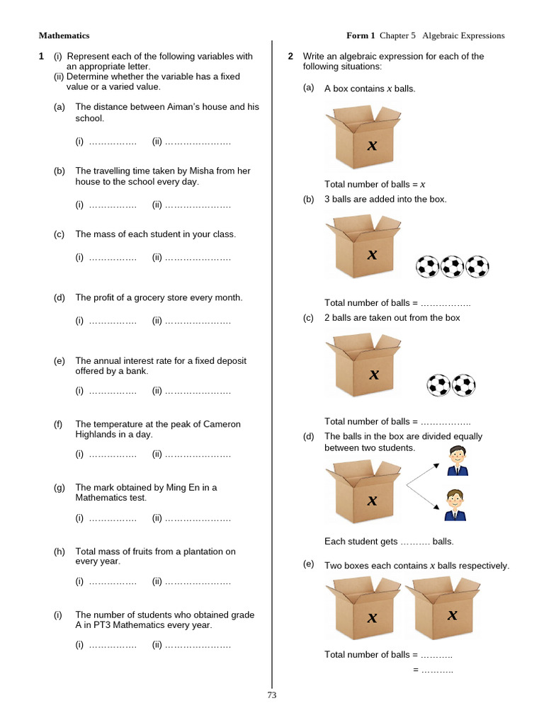 Algebraic Expressions | PDF | Algebra | Numbers