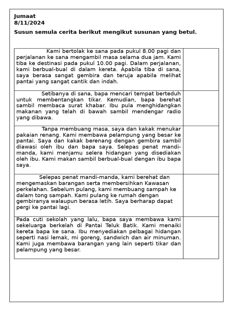 Susun Karangan Perkelahan 4A | PDF