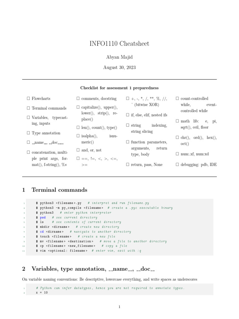Info1110 Cheatsheet | PDF | Arithmetic | Computing