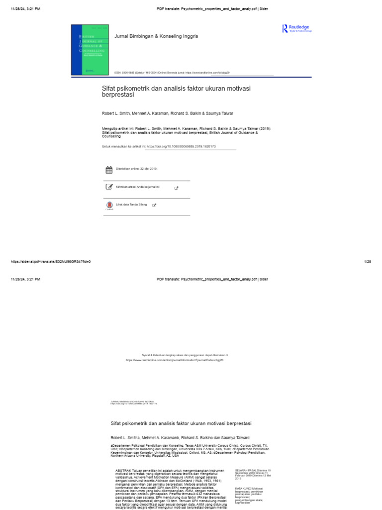 PDF Translate - Psychometric - Properties - and - Factor - Analy - PDF - Sider | PDF
