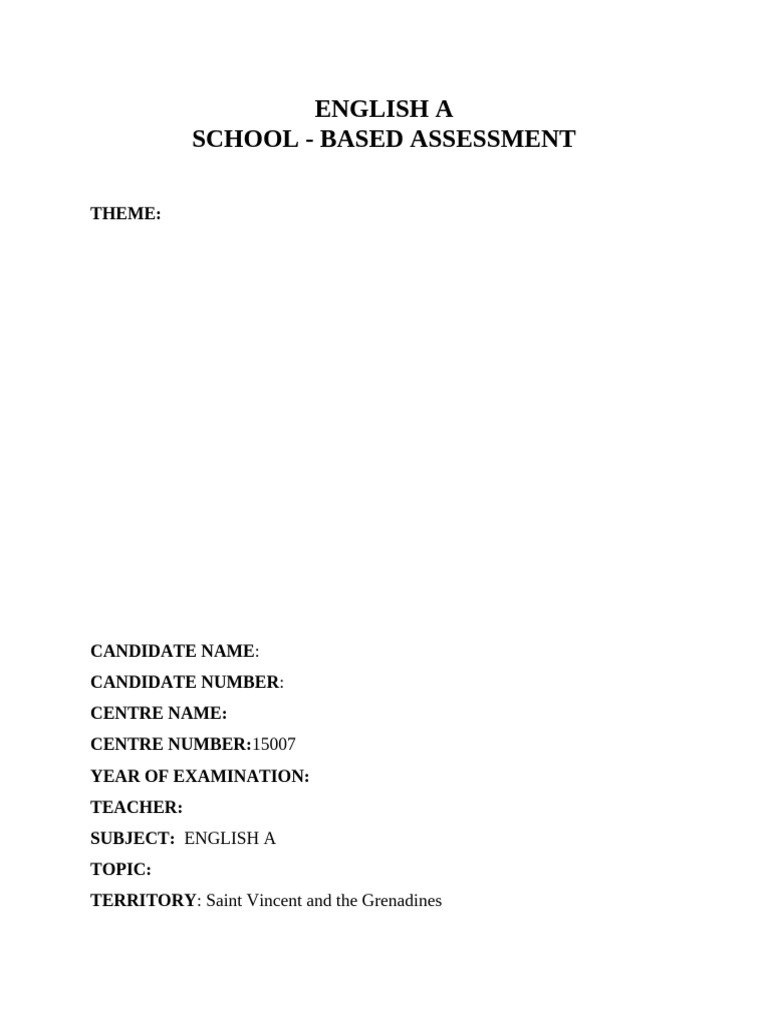 English A SBA Frame | PDF