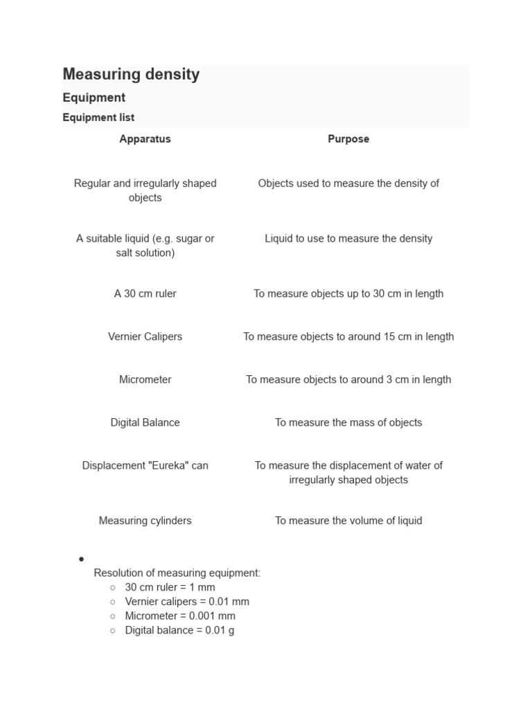 Measuring Density | PDF | Density | Volume