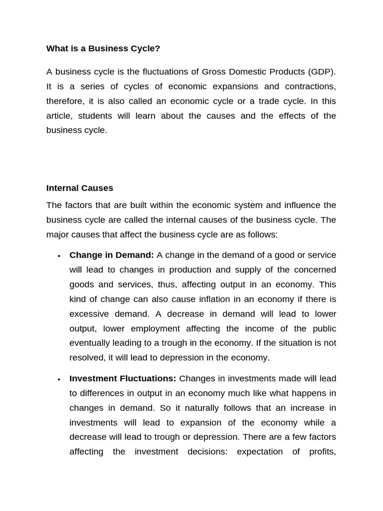 Understanding Business Cycles and Their Impact | PDF | Business Cycle ...