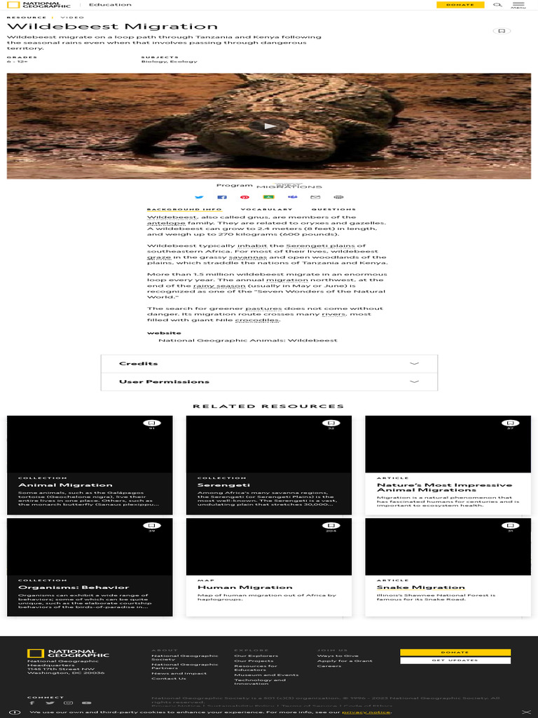 Wildebeest Migration | PDF