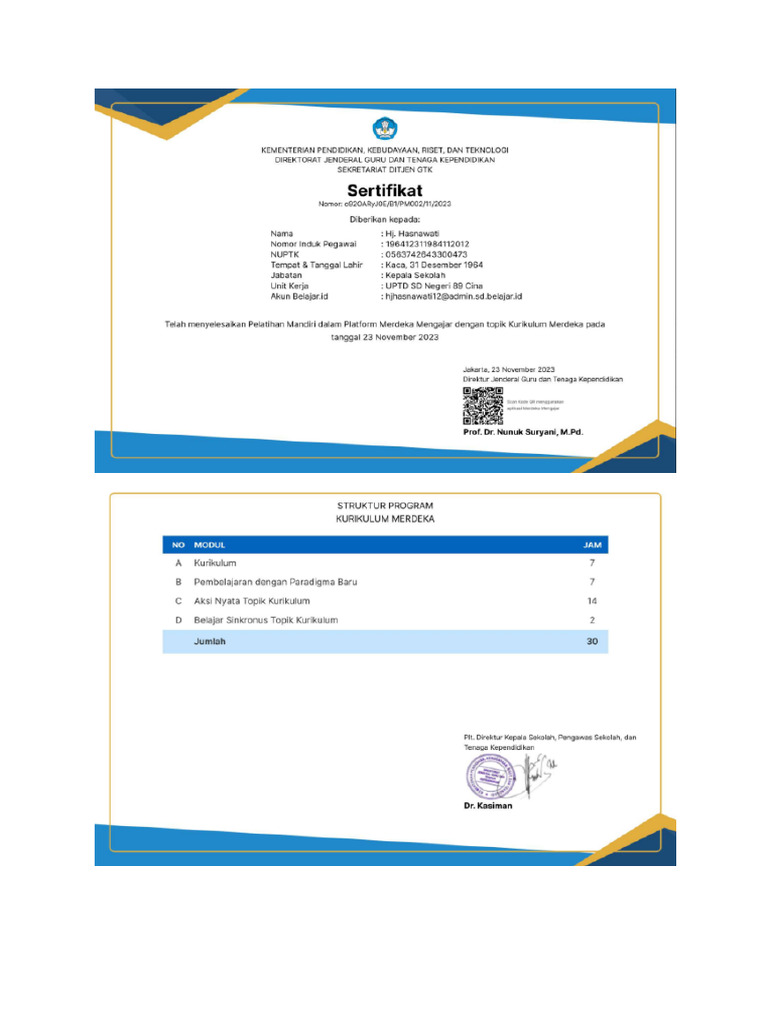 Sertifikat Pengembangan Diri | PDF