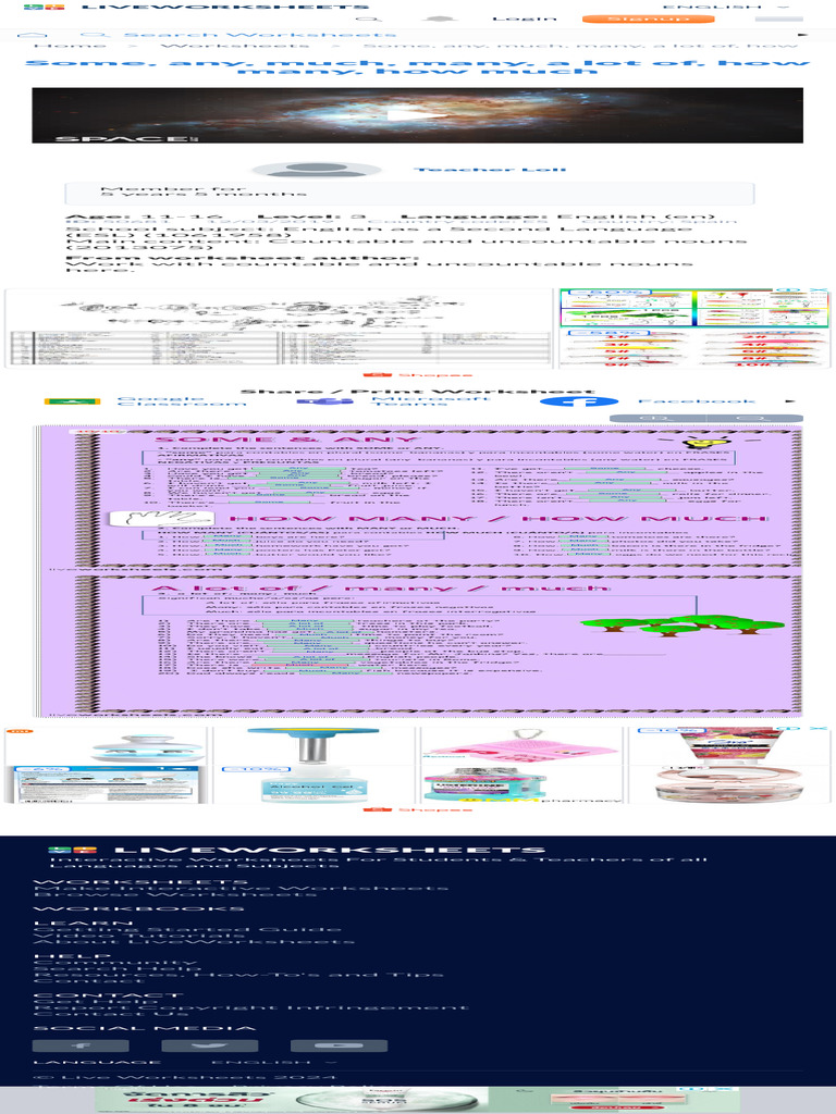 Some, Any, Much, Many, A Lot Of, How Many, How Mu | PDF