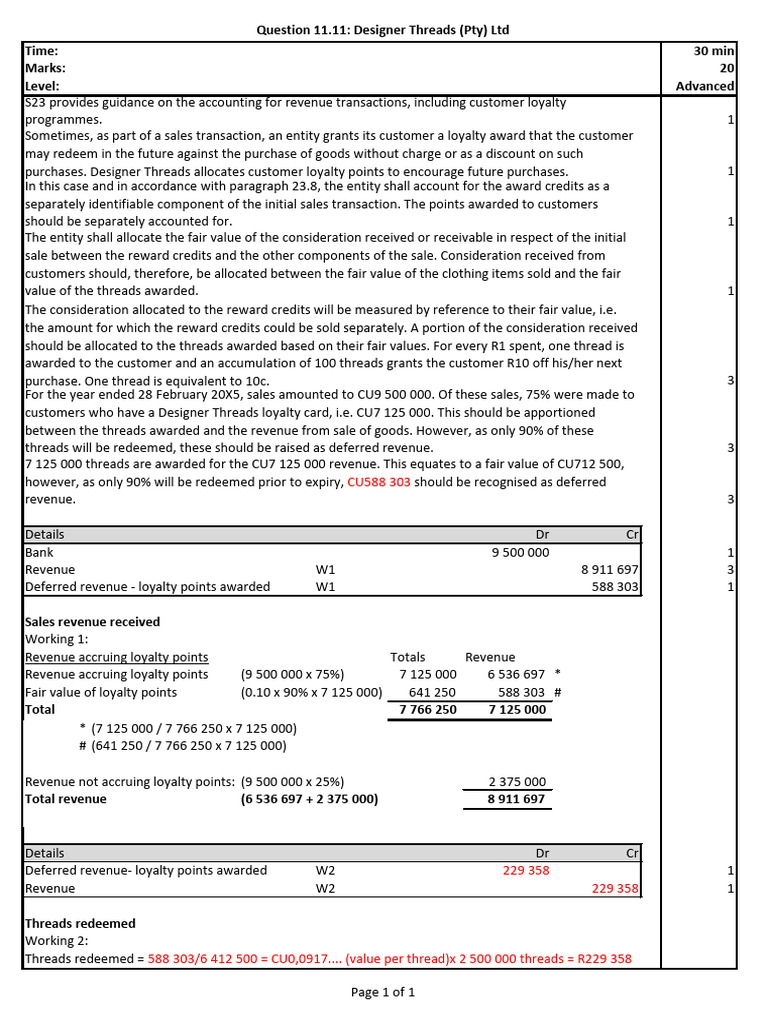 Week 13 Tut 4 (Solution) 2 | PDF | Loyalty Program | Fair Value