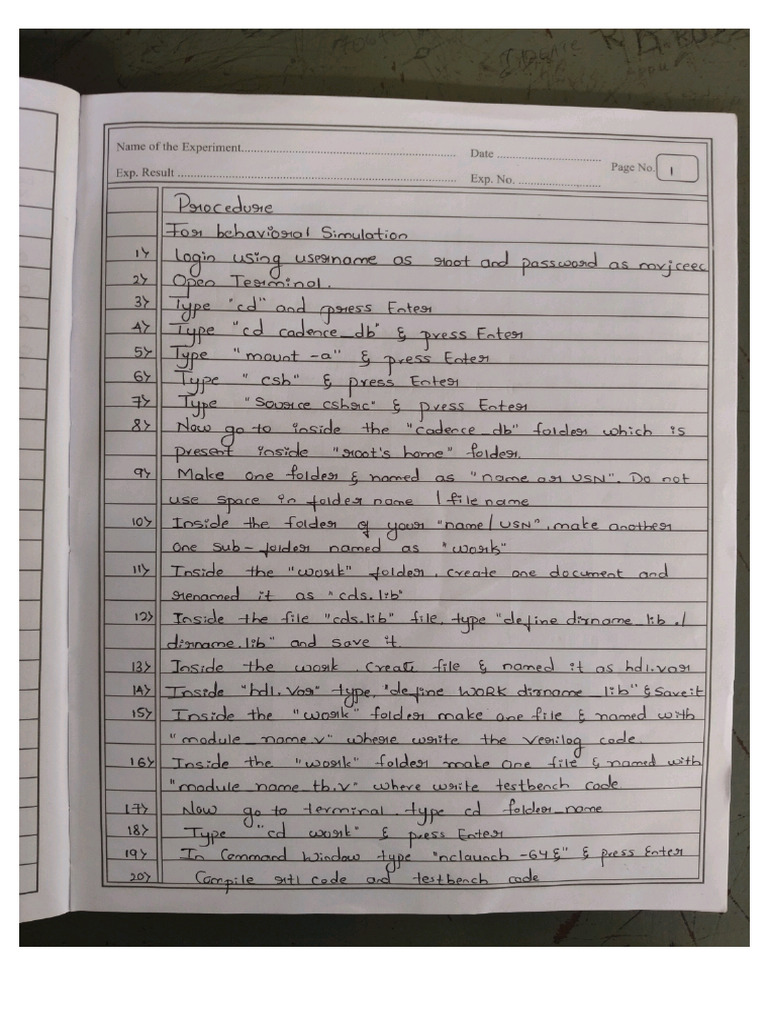 Vlsi Record 1 To 5 Exp | PDF