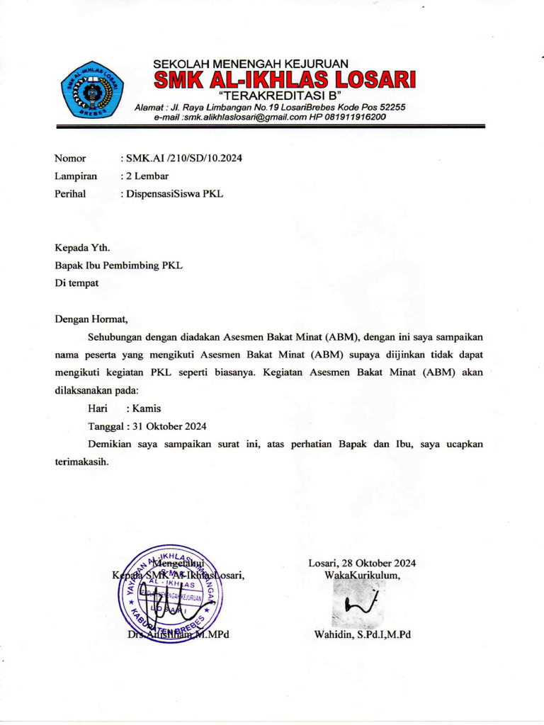 Surat Dispen Merged | PDF