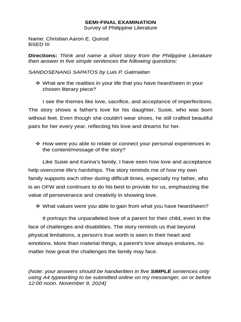 EL113 Semi Final Exam Sy24 25 | PDF