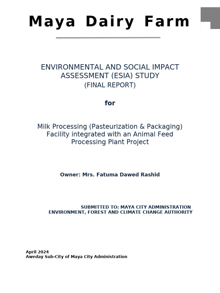 Maya Dairy Farm ESIA Report 2024 | PDF | Environmental Impact ...