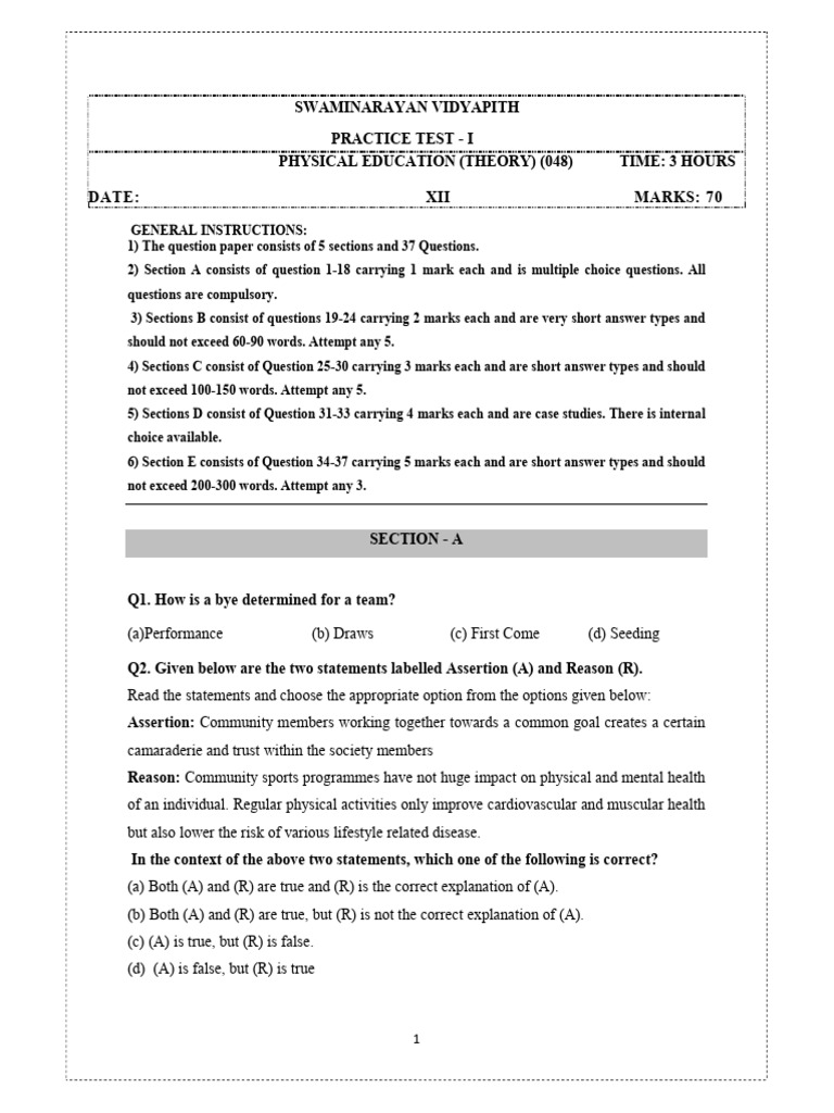 Practice Test I Physical Education | PDF | Skeletal Muscle | Amputation