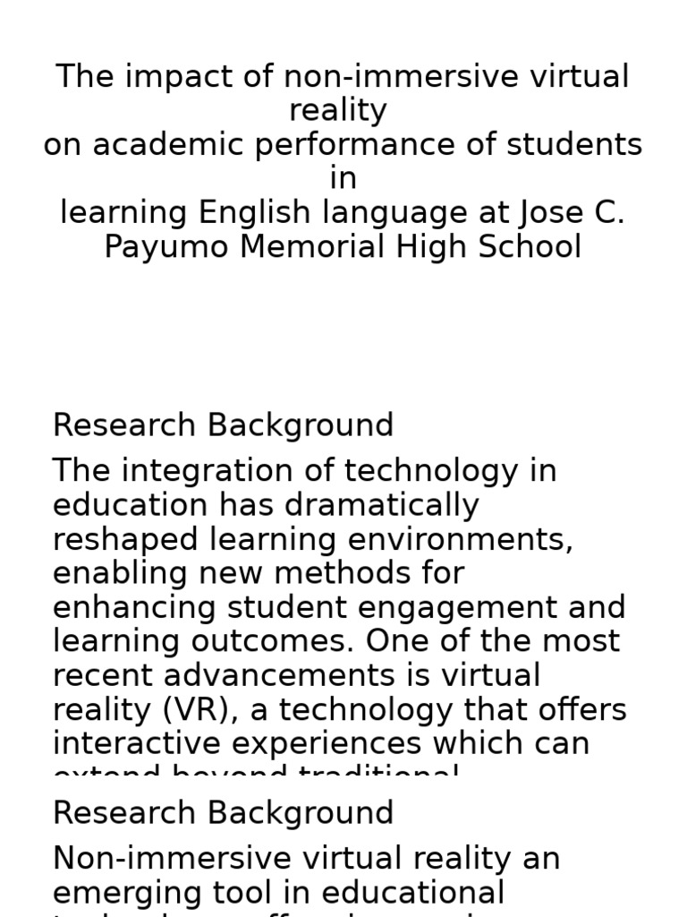The Impact of Non-Immersive Virtual Reality Presentation | PDF