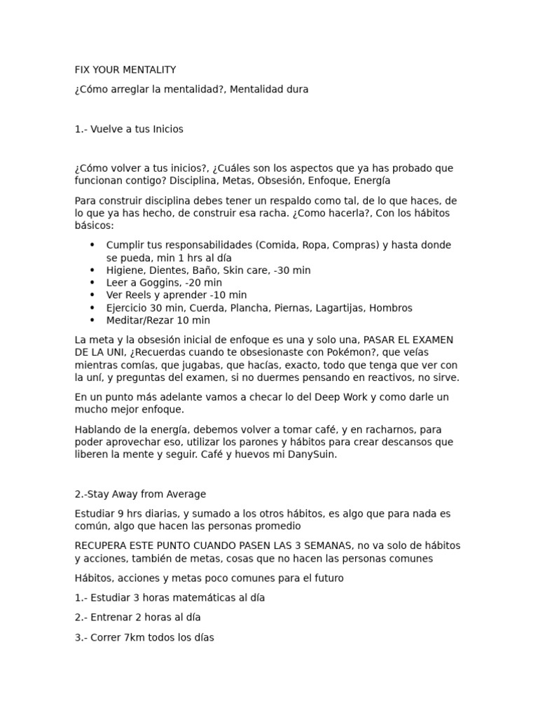 Fix Your Mentality | PDF